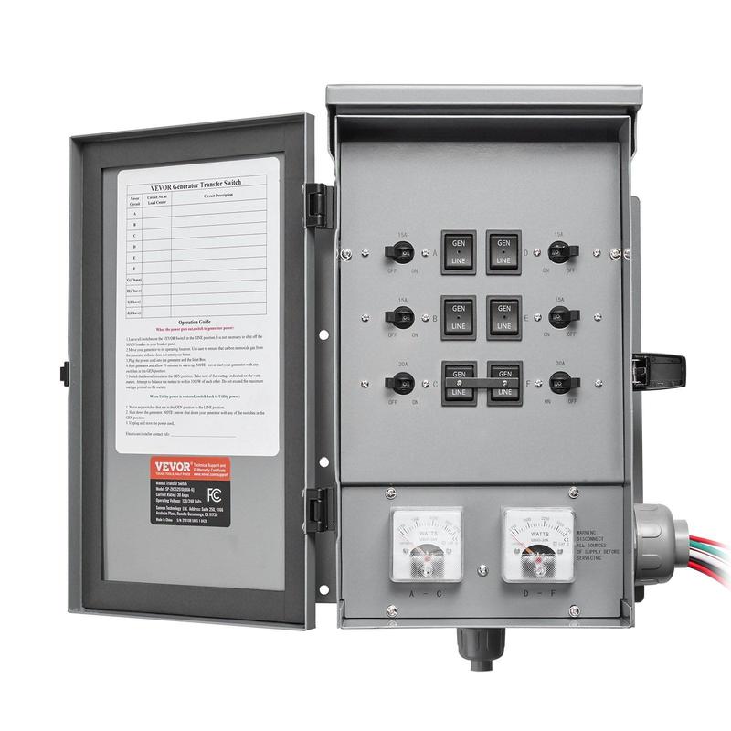 Manual Transfer Switch 30A Generator Transfer Switch Kit NEMA 3R 7500W ...