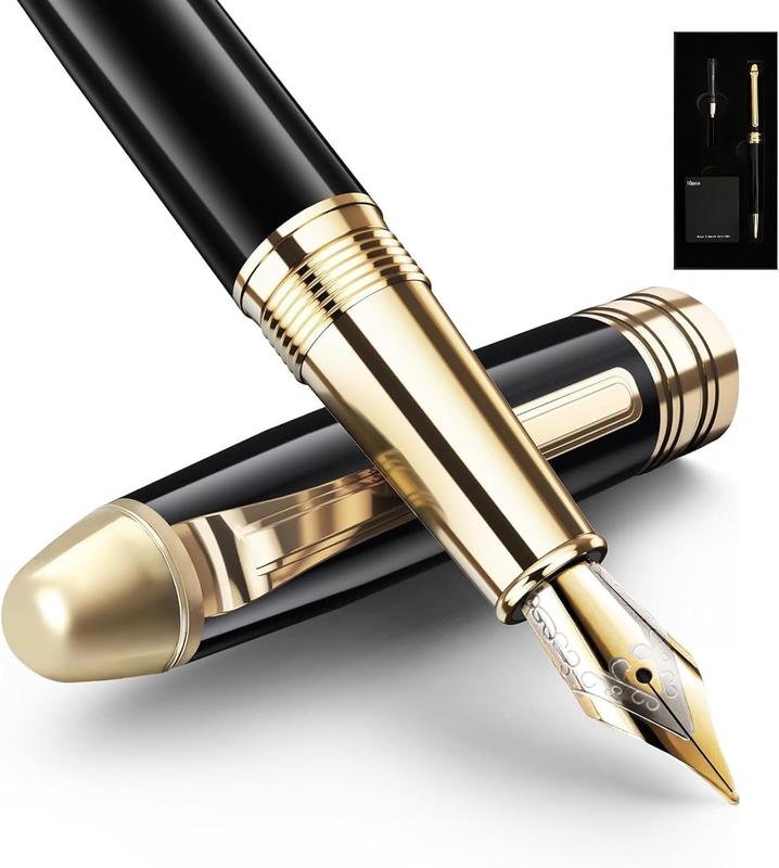Refillable Fountain Pen Set For Writing Smooth, Fine Nib, Includes ...