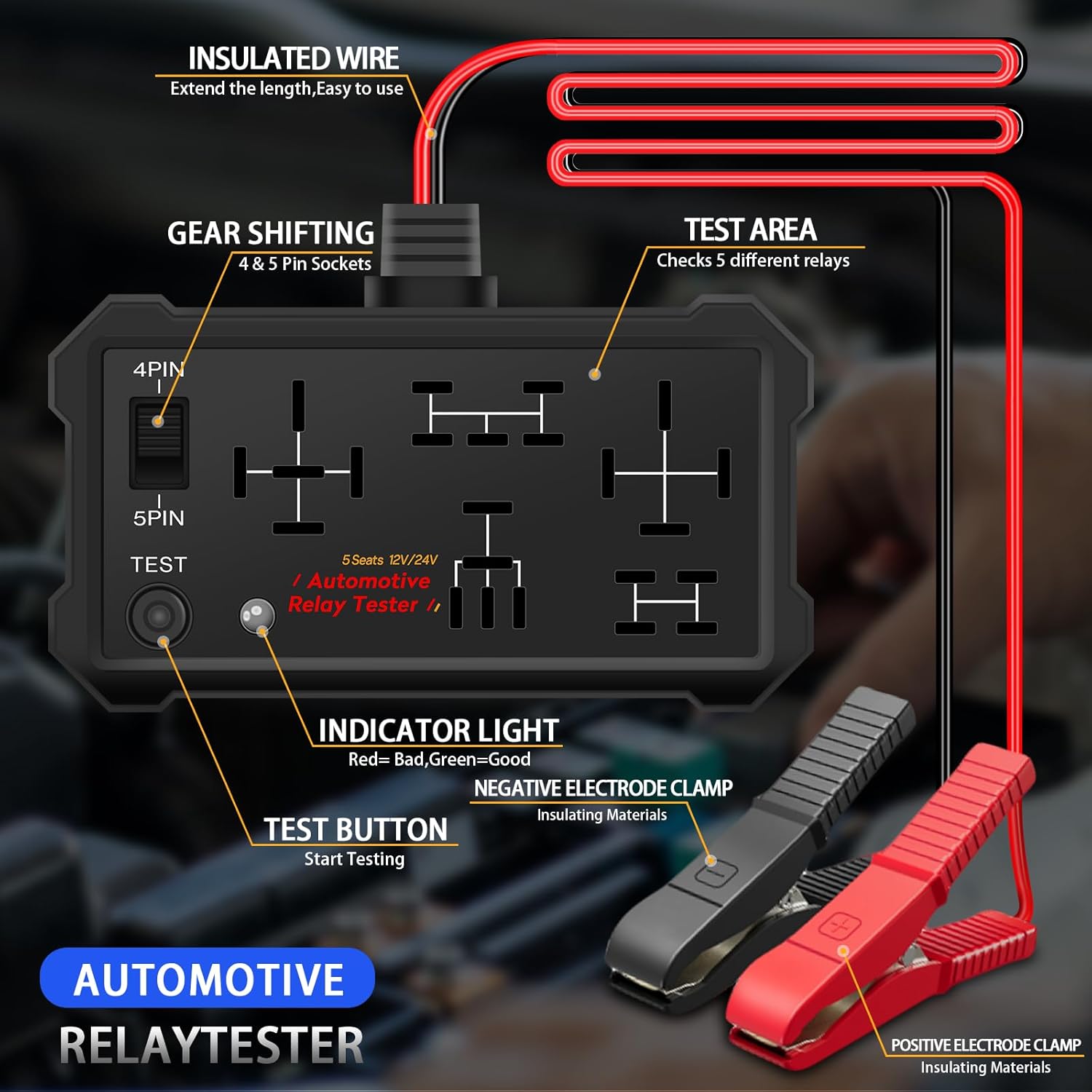 5 in 1 Relay Tester Checks 7 different 12/24 Volt relays Car Automotive ...