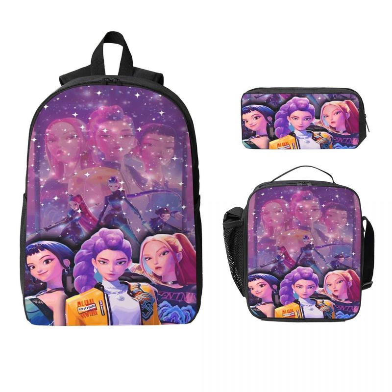 Kpop Demon Hunters Huntrix Movie Backpack Lunch Box Pen Bags for Boys ...
