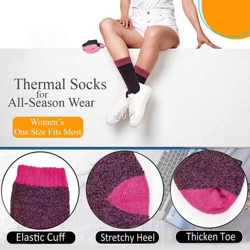 3/ 6/ 9/ 12 Pairs Women's Heated Winter Warm Thick Socks, Size 5-11 ...