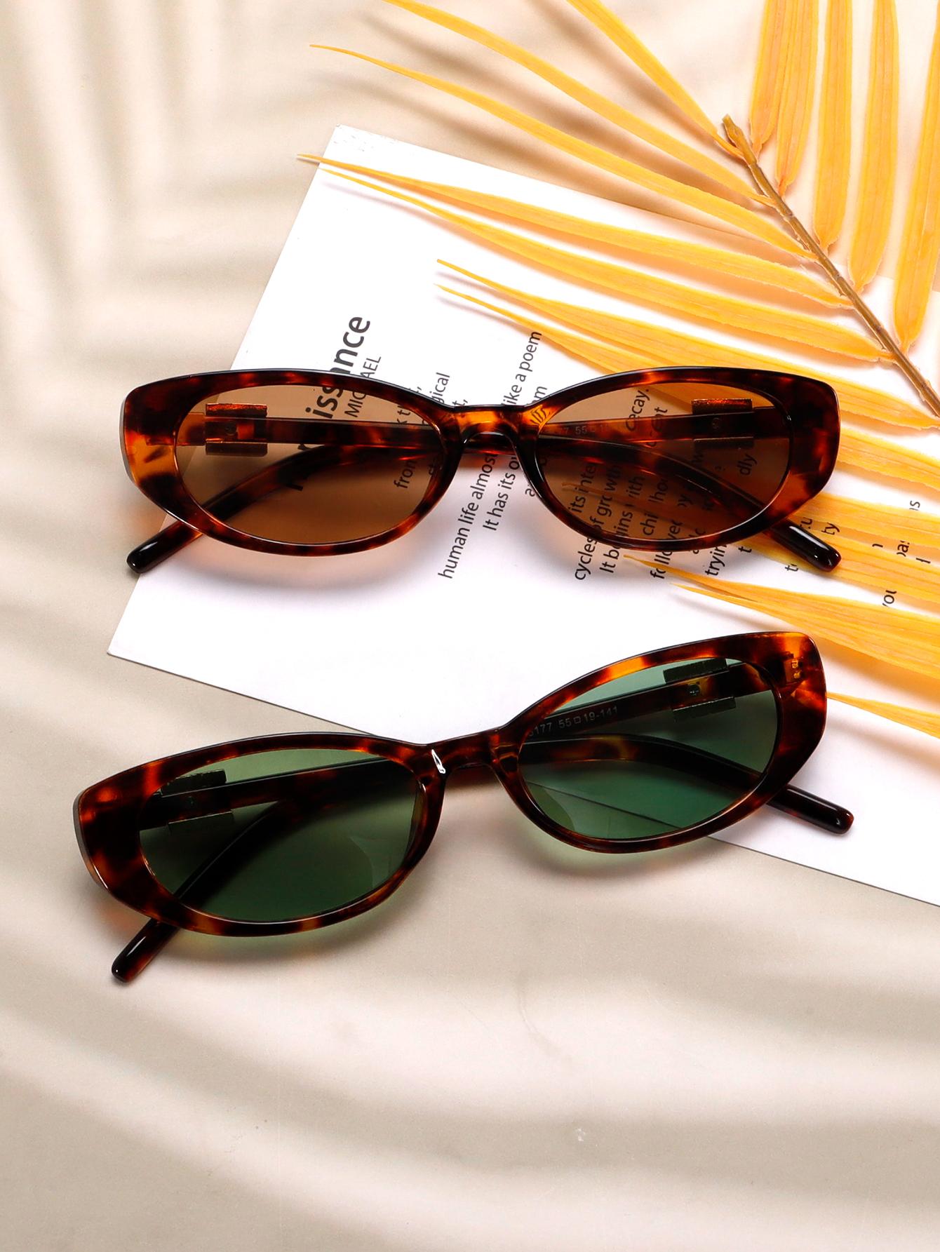 Minimalist Narrow Frame Cat Eye Sunglasses Luxury G Accent UV400 ...