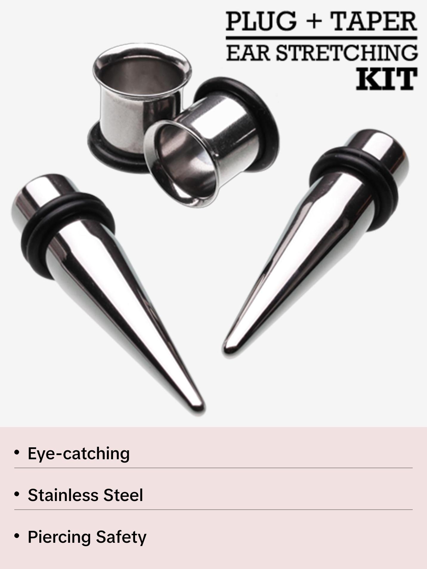 Single Size Ear Stretching Steel Tapers & Plugs Pair Kit - TikTok Shop