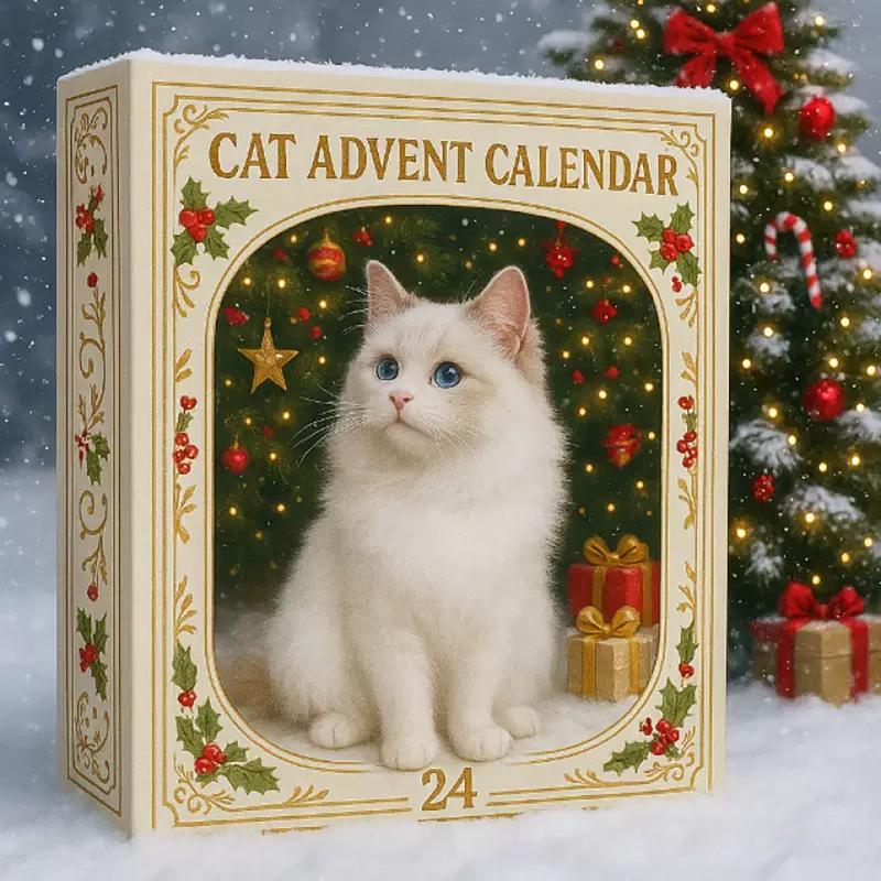 Cute Cat Theme Christmas Countdown Box, Gift Box Design, Acrylic ...