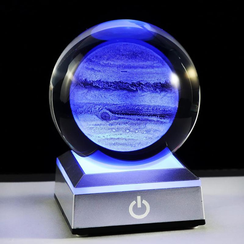80mm 3D Engraved Jupiter K9 Ball with LED Base Solar System K9 Glass ...