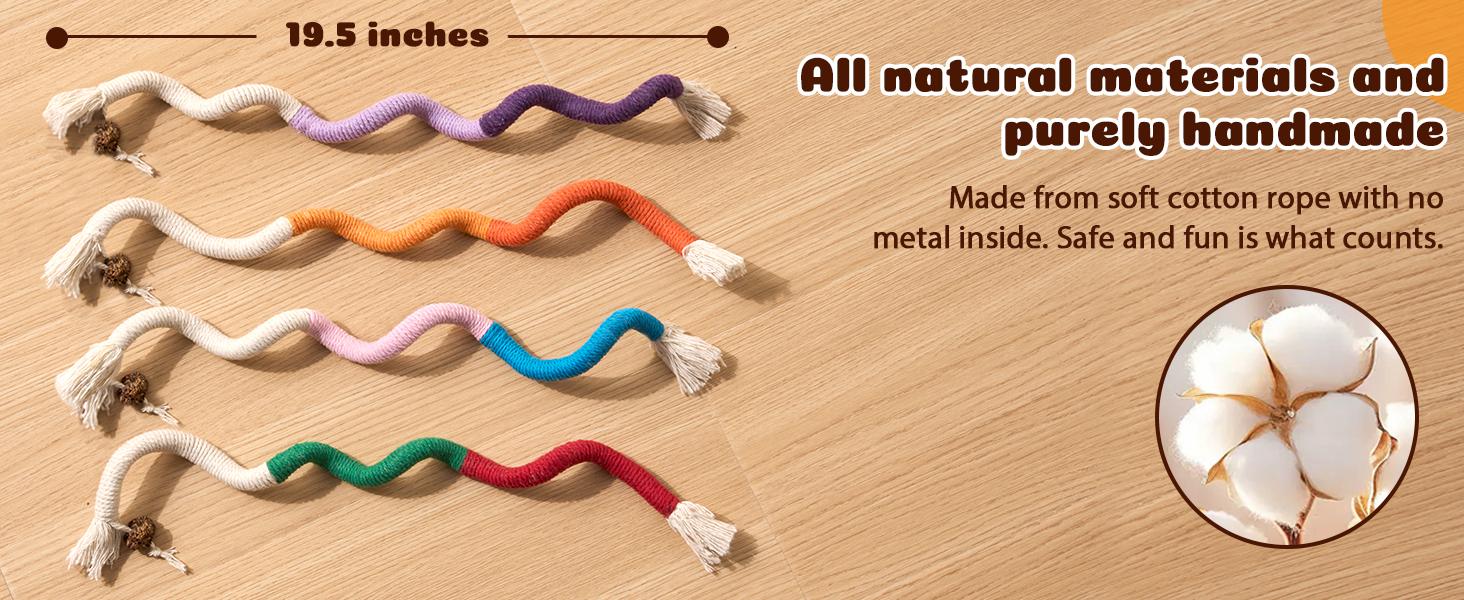 Cat Chew Ropes 4Pcs, Cat Toys for Indoor Cats with Refillable Natural ...