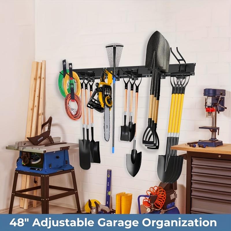 48” Garage Tool Organizer Wall Mount – Heavy-Duty Adjustable Hook ...