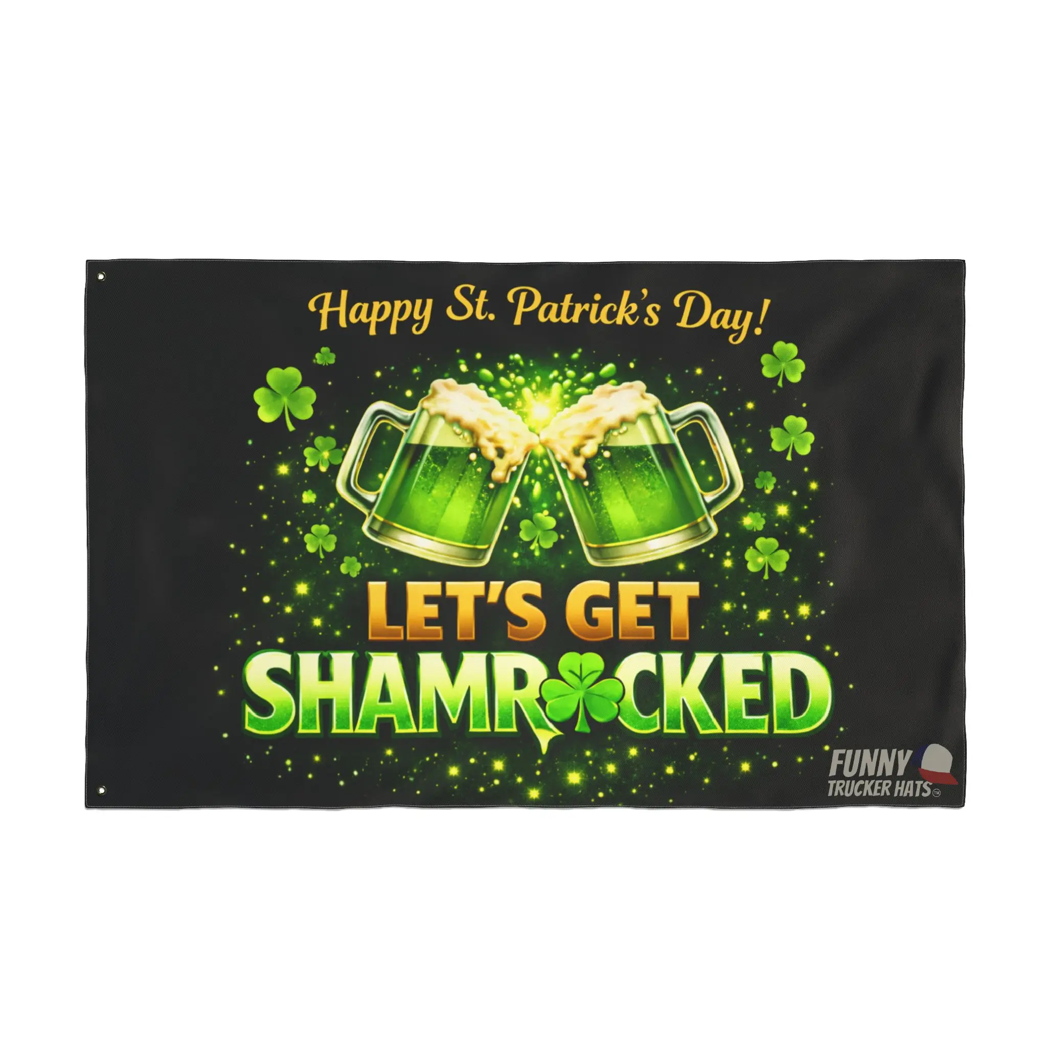 Let’s Get Shamrocked St. Patrick’s Day Flag Funny Irish Bar Decor Green ...