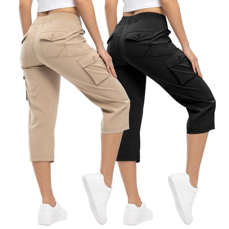 2 PACK YSENTO Women's Outdoor Lightweight Cargo Capris Pants Casual ...