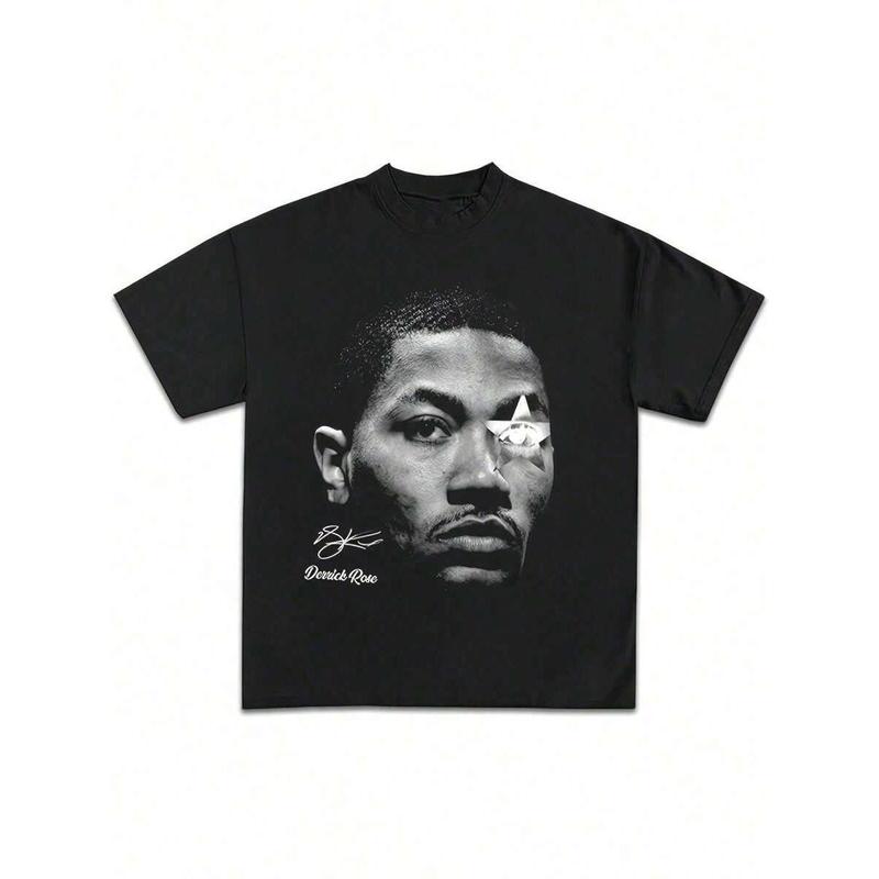Derrick Rose Graphic Tee, Men's Round Neck Cotton Printed T-Shirt ...