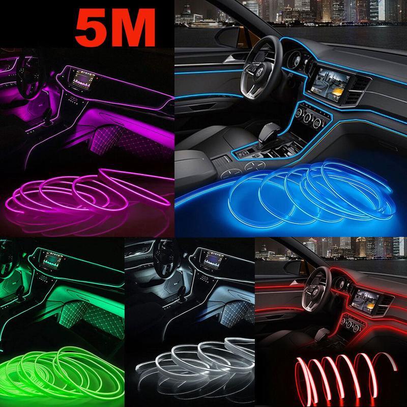 USB Powered Car Interior LED Dashboard Light 5M Fiber Ambient Magic ...