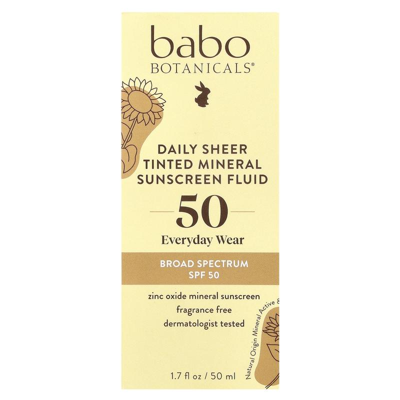 Babo Botanicals Daily Sheer Tinted Mineral Sunscreen Fluid, SPF 50 ...