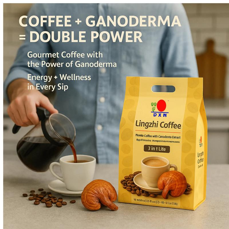 Lingzhi Coffee 3 in 1 Lite, 20 Pack Ganoderma Coffee, Instant Beverage