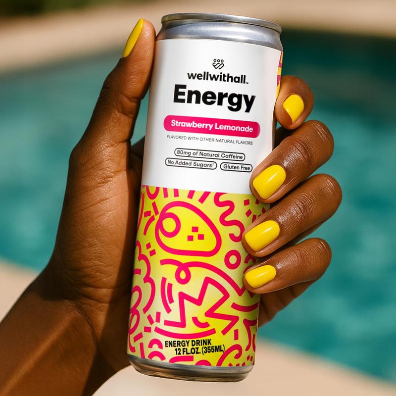 WellWithAll Strawberry Lemonade Energy Drink - Caffeine from Tea - With ...