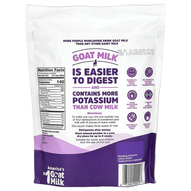 Meyenberg Goat Milk Whole Powdered Goat Milk, 12 oz (340 g)