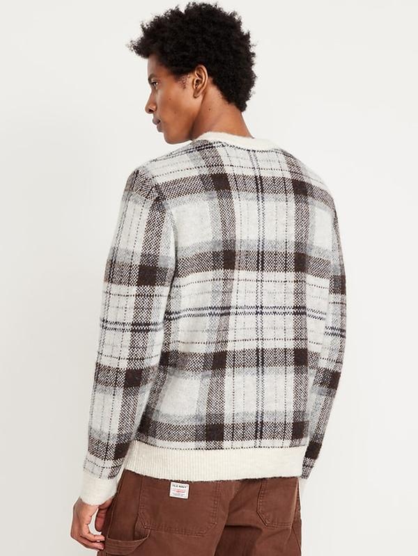 OLD NAVY Wool-Blend V-Neck Plaid Sweater