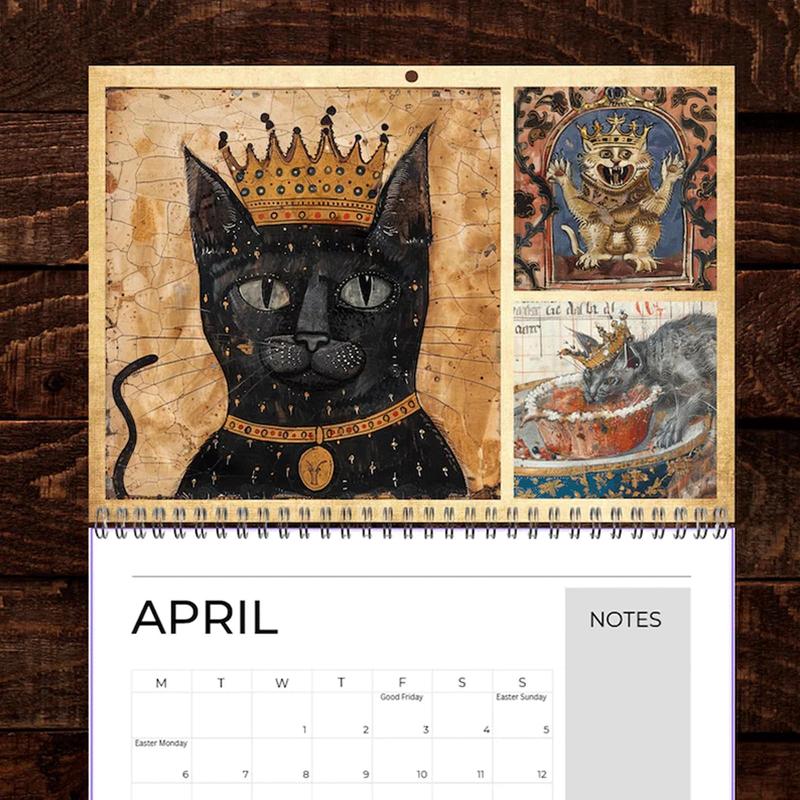 Medieval Cats with Crowns Calendar 2026, Medieval Cat Calendar 2026 ...