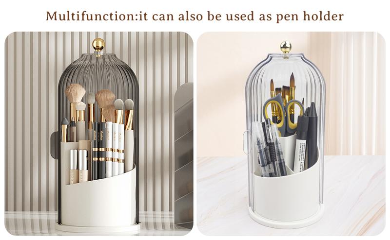 Dustproof Toothbrush Holder with Clear Sliding Door Lid, Rotating ...