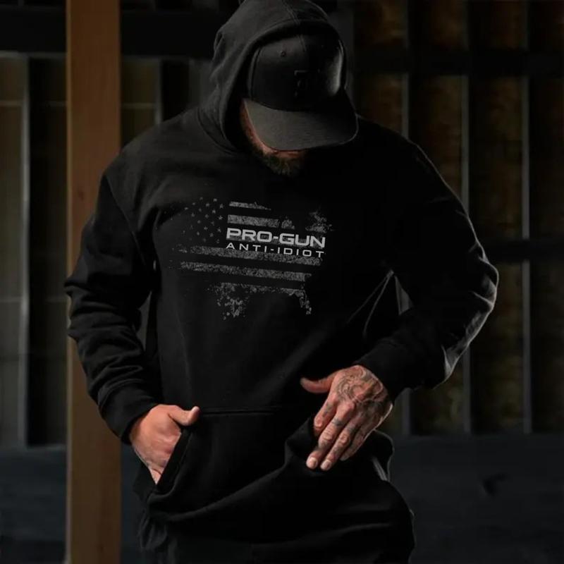 Pro-Gun Anti-Idiot Distressed American Flag Hoodie – Second Amendment ...
