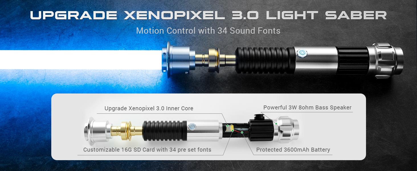 Obi Wan SE Lightsaber Neopixel Sabers XENO3.0 Model with 34 Sound Fonts ...