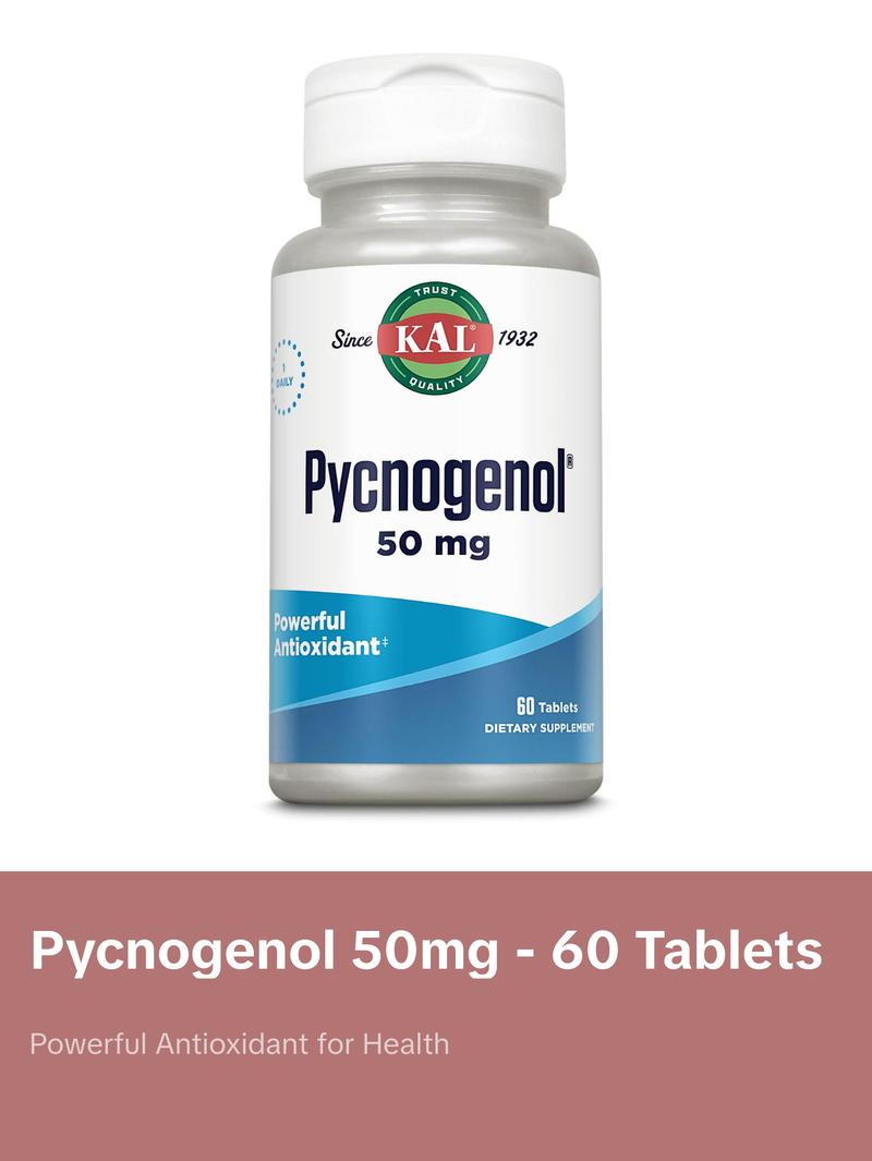 KAL Pycnogenol Tablets 50mg - Powerful Intoxicant - 60 Tablets Dietary ...