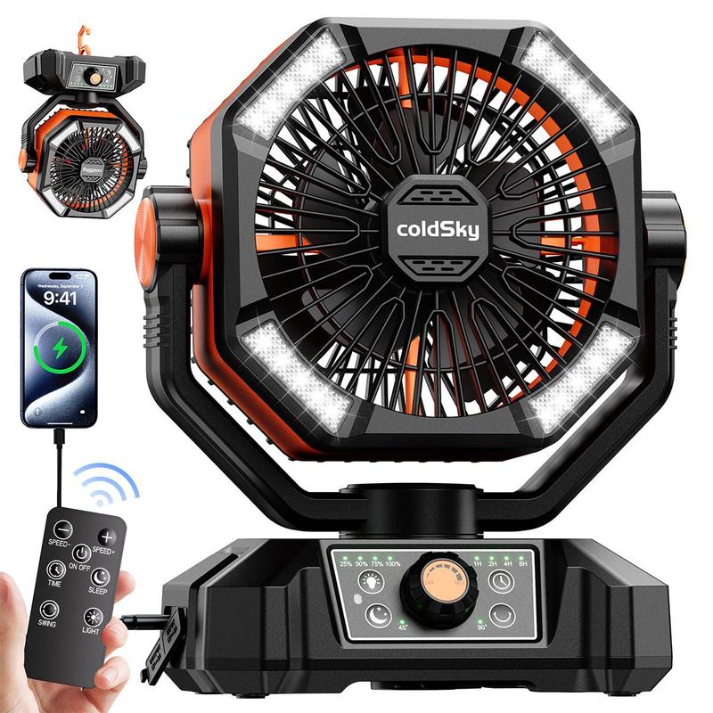 ColdSky 20000mAh Camping Fan with Dual Motor, Portable Outdoor Battery ...