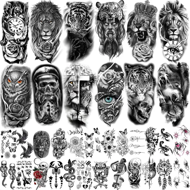 jungle tattoos black and white - TikTok Shop