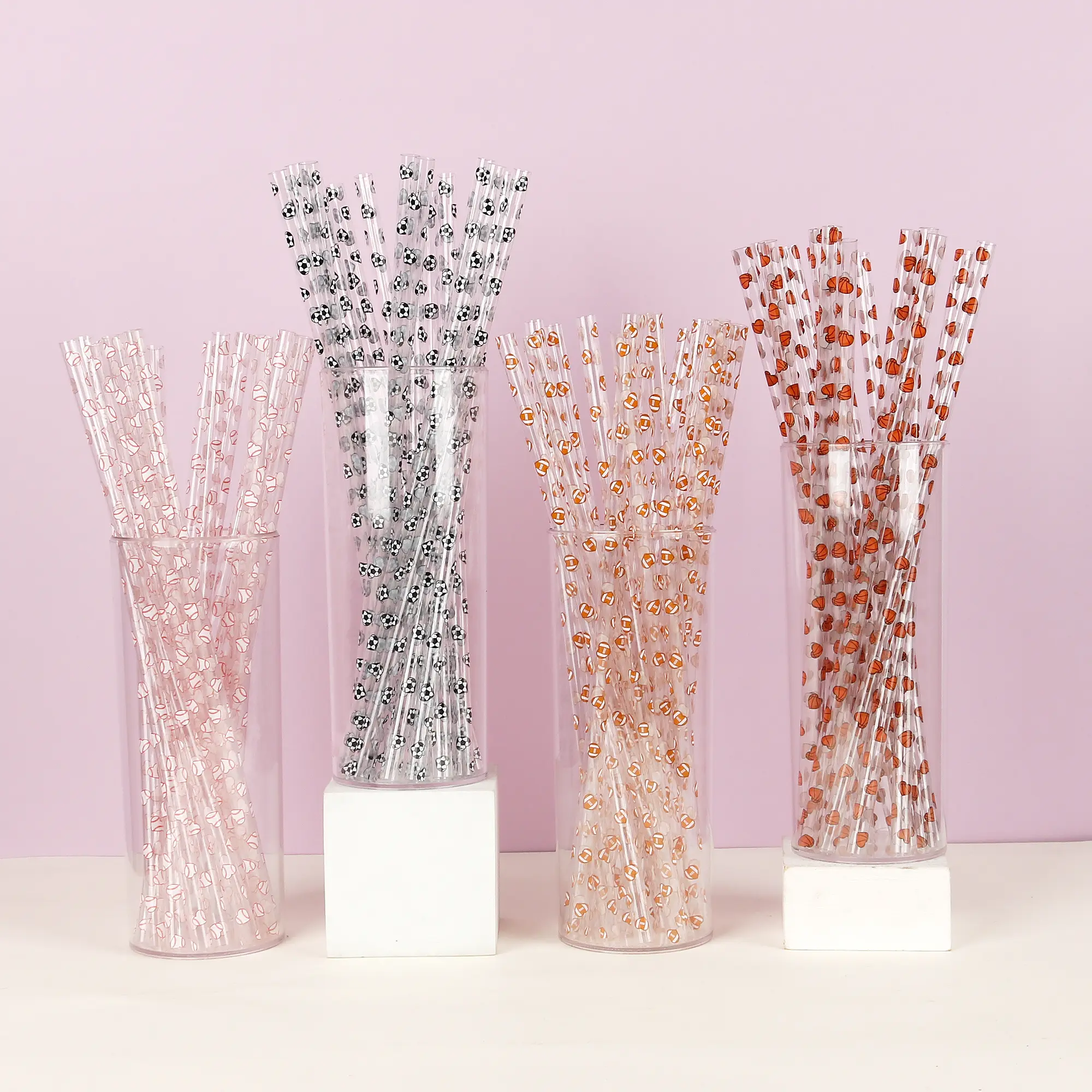 Football Hearts 40oz Straws (4-Pack) | Sports Mom & Game Day Must-Have ...