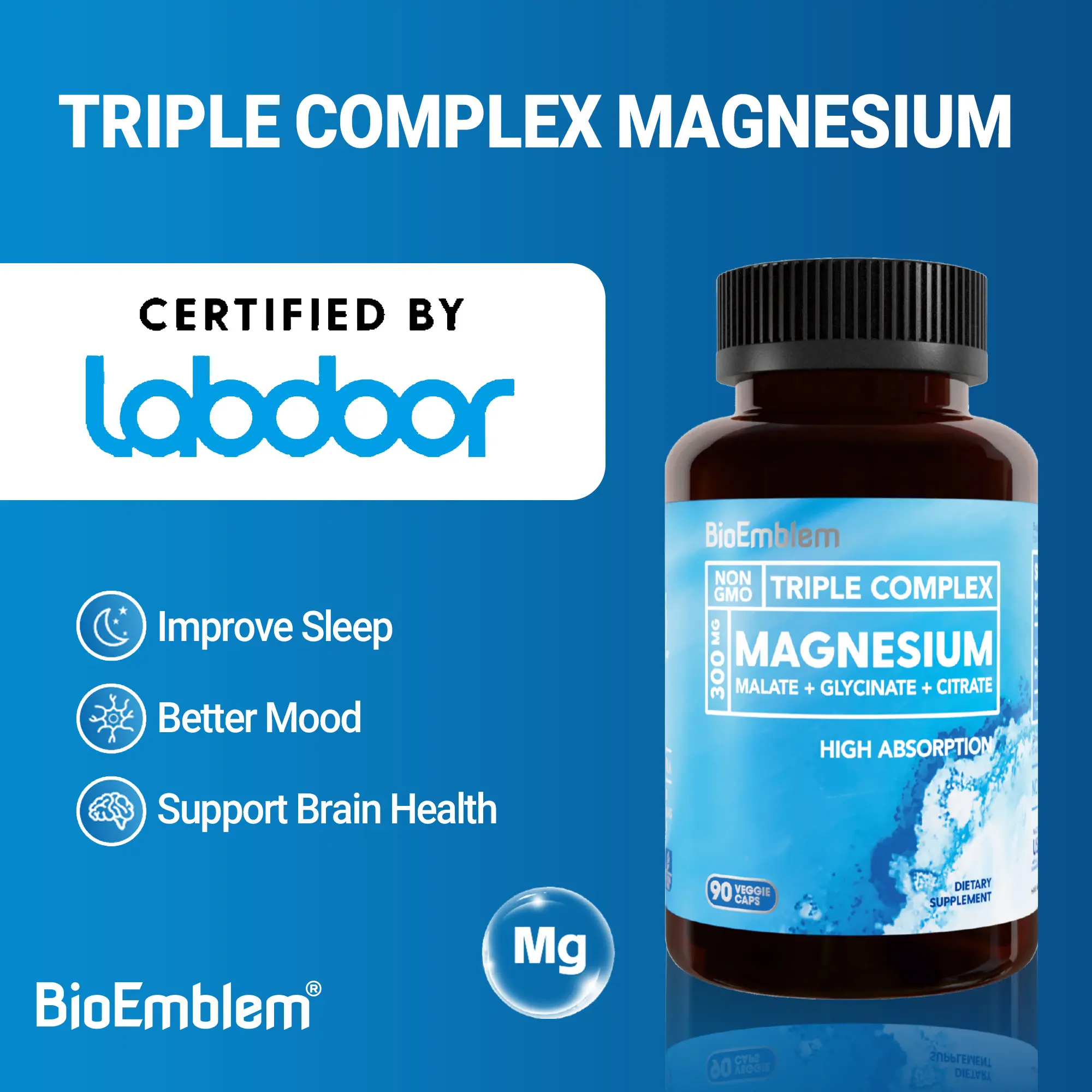 BioEmblem Triple Magnesium Complex 300mg & Women's Multivitamin with 21 ...