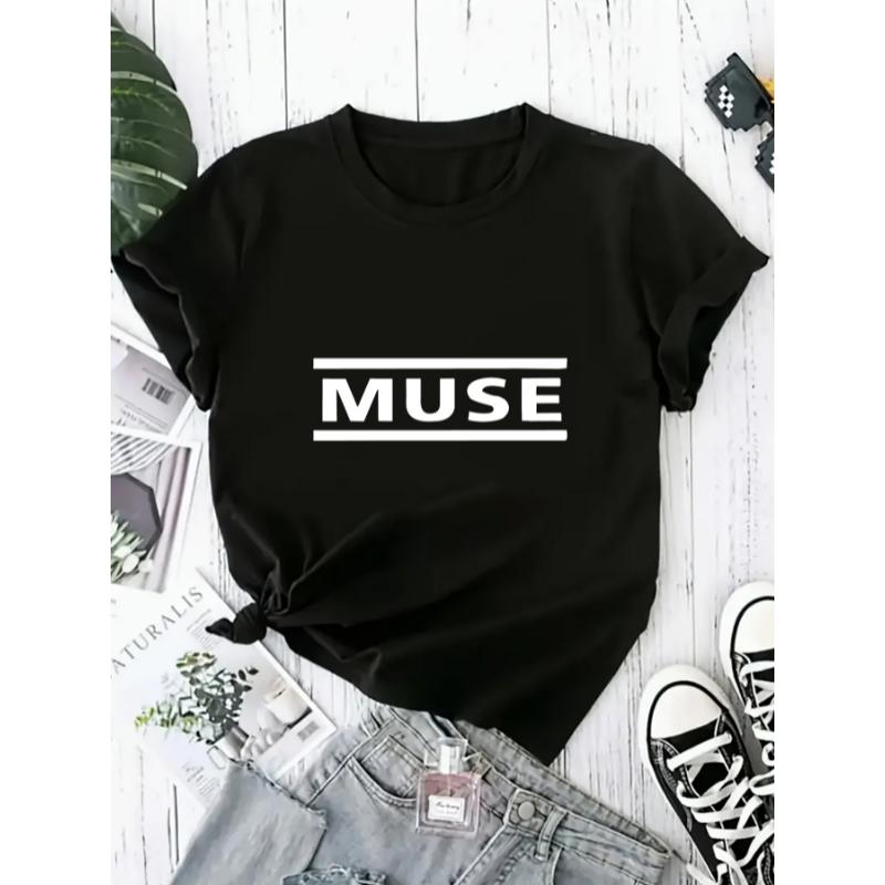 Muse Classic Plus Size Women's T-Shirt - Black Short Sleeve Crew Neck ...