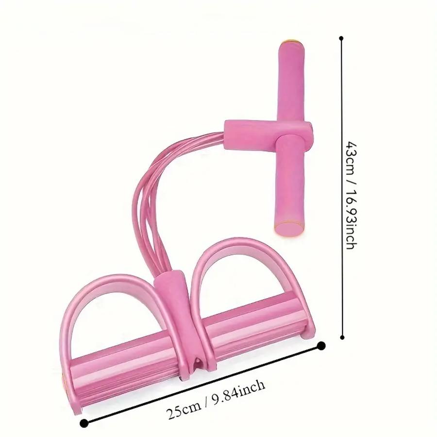 4-Tube Resistance Band with Foot Pedal, Portable Full Body Workout ...