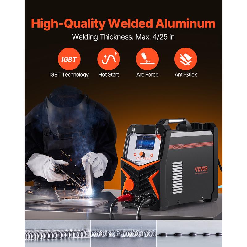 VEVOR TIG Welder, TikTokShopBlackFriday, 225A 6-In-1 Aluminum Welding ...