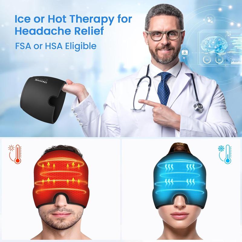 Migraine Relief Cap, Soothing Headache Hat Ice Pack Mask, Face Cold ...