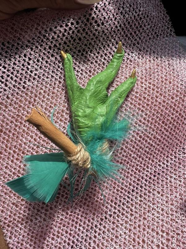 Hoodoo Green Money Chicken Foot with Cinnamon Stick - Boho Decor ...